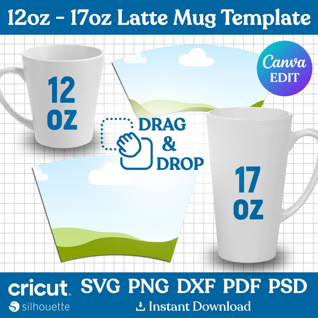 12oz 17oz Latte Mug Template Bundle 17oz Latte Mug Blank Template