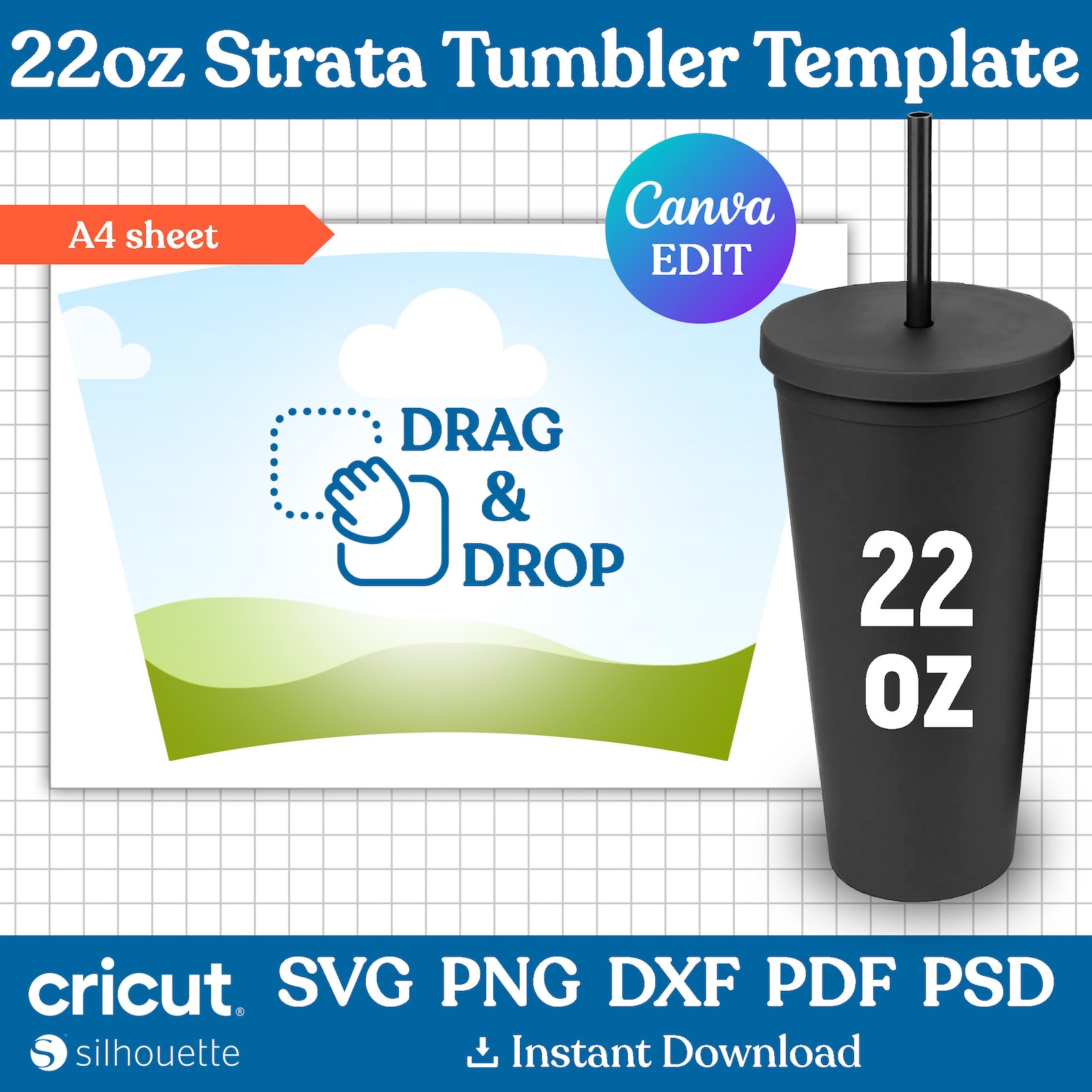 22oz Strata Cup Tumbler Template, 22oz Strata Cup Wrap Template, Strata ...