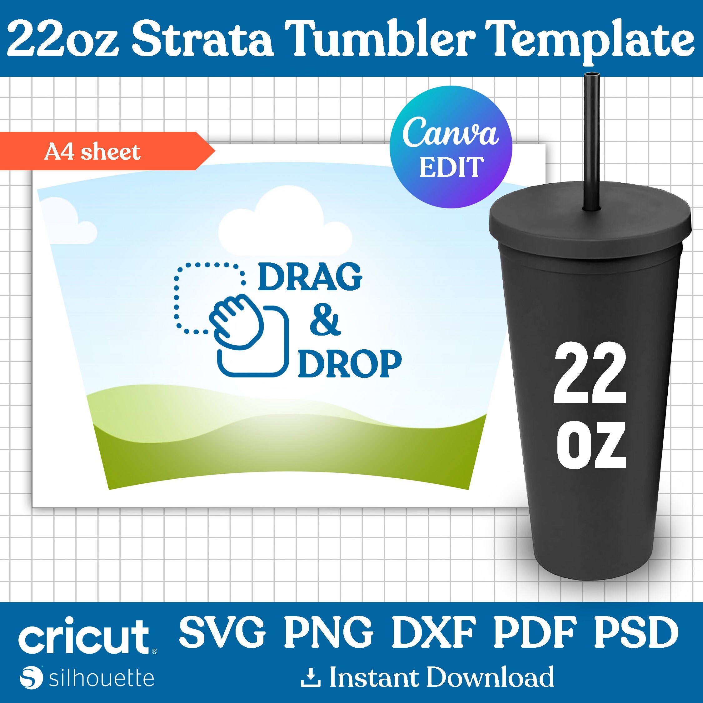 22oz Strata Cup Tumbler Template, 22oz Strata Cup Wrap Template, Strata ...