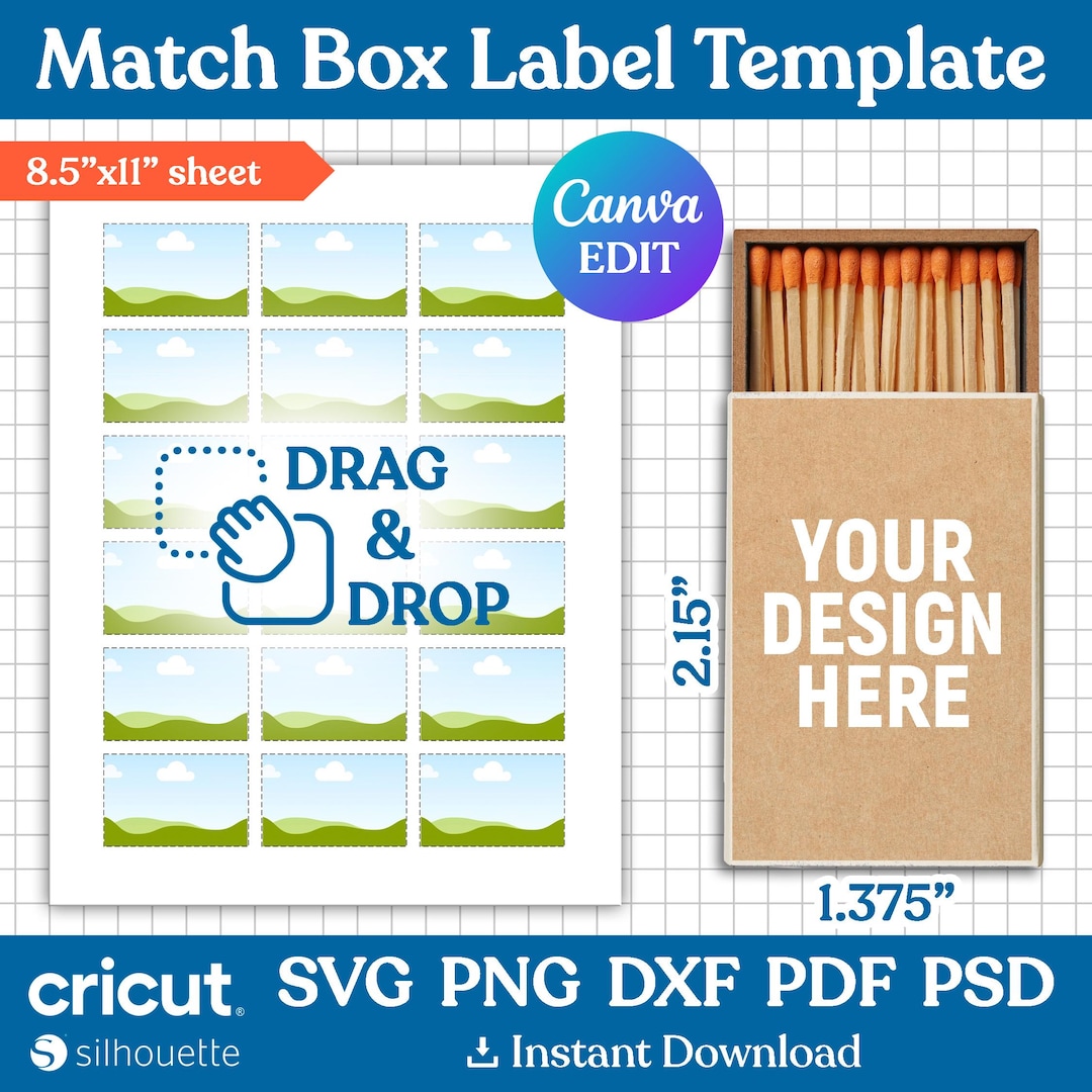 Matchbox Label Template, Match Book Svg, Matchbox Template, Match Box ...