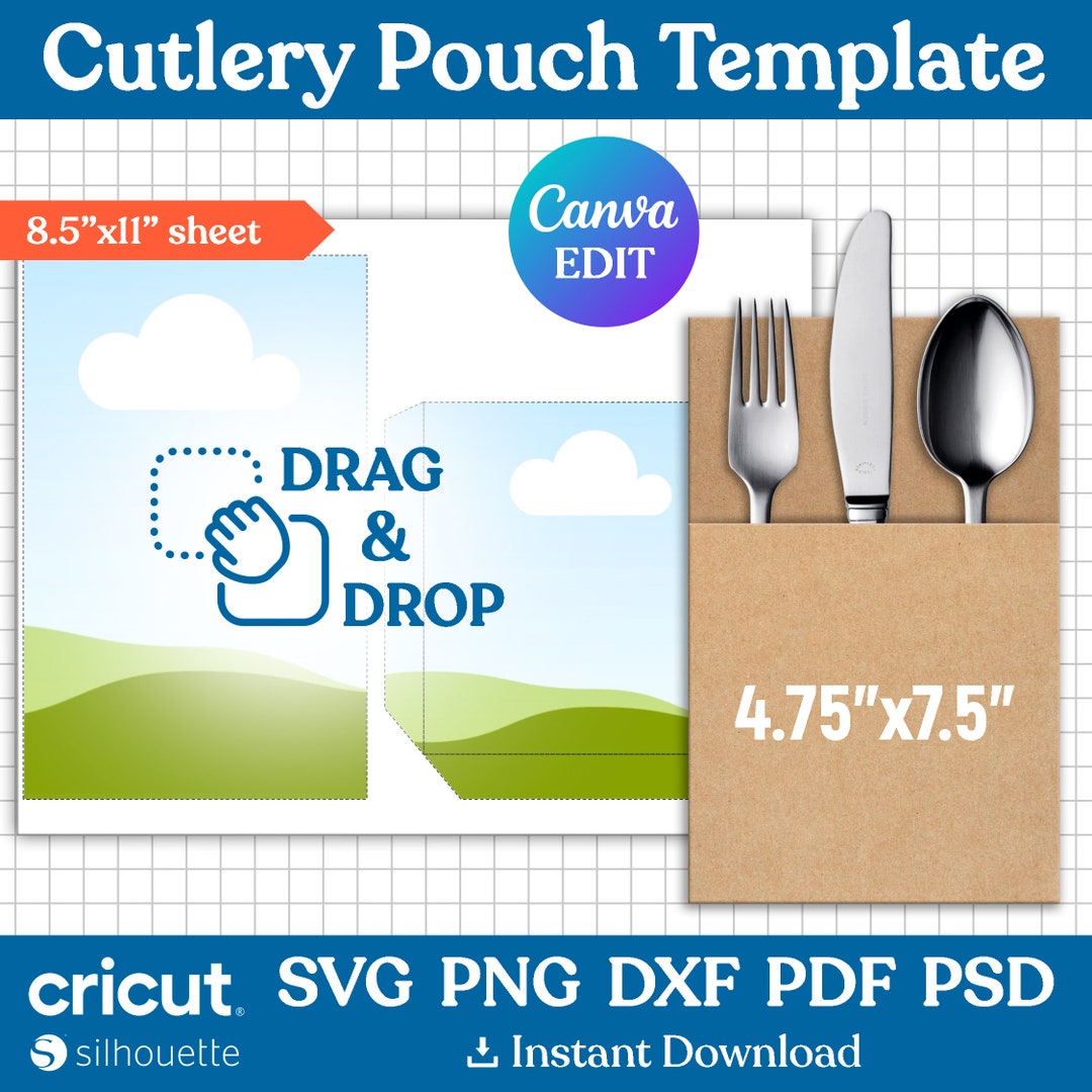 Cutlery Pouch Template, Cutlery Set Template, Cutlery Paper Holder ...