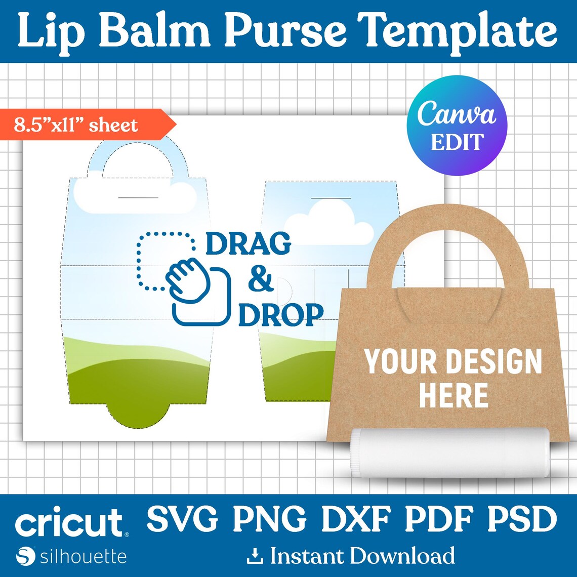 Lip Balm Purse Template, Lip Balm Box Template, Lip Balm Handbag ...