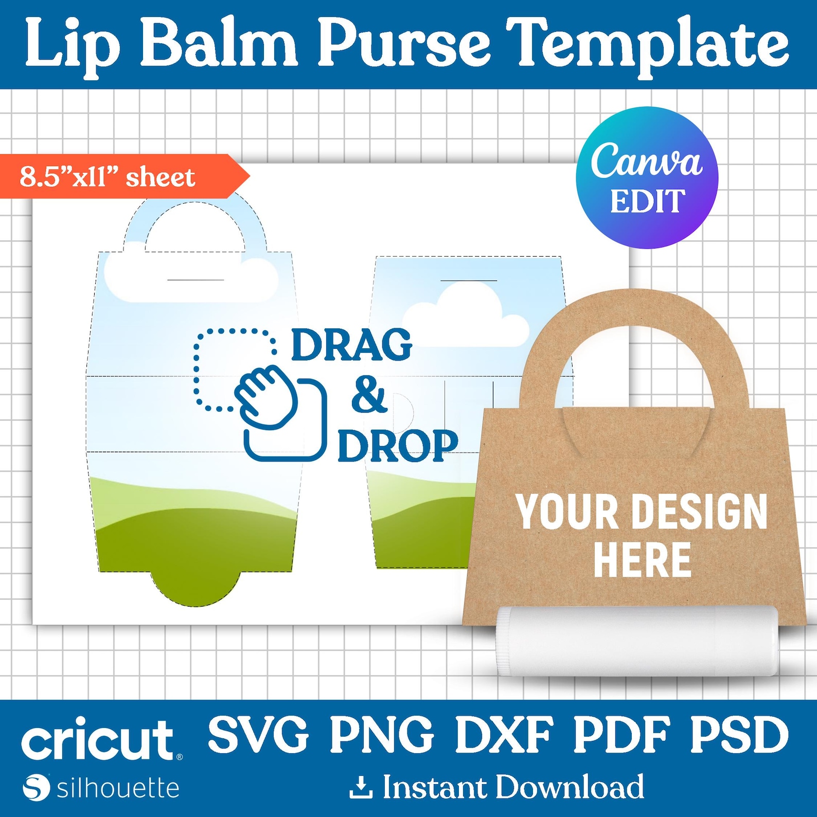 Lip Balm Purse Template, Lip Balm Box Template, Lip Balm Handbag ...