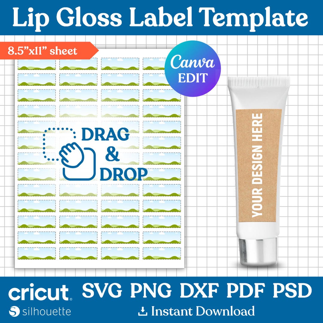 Lip Gloss Label Template, Lip Gloss Tube Label Template, Lip Gloss Wrap ...