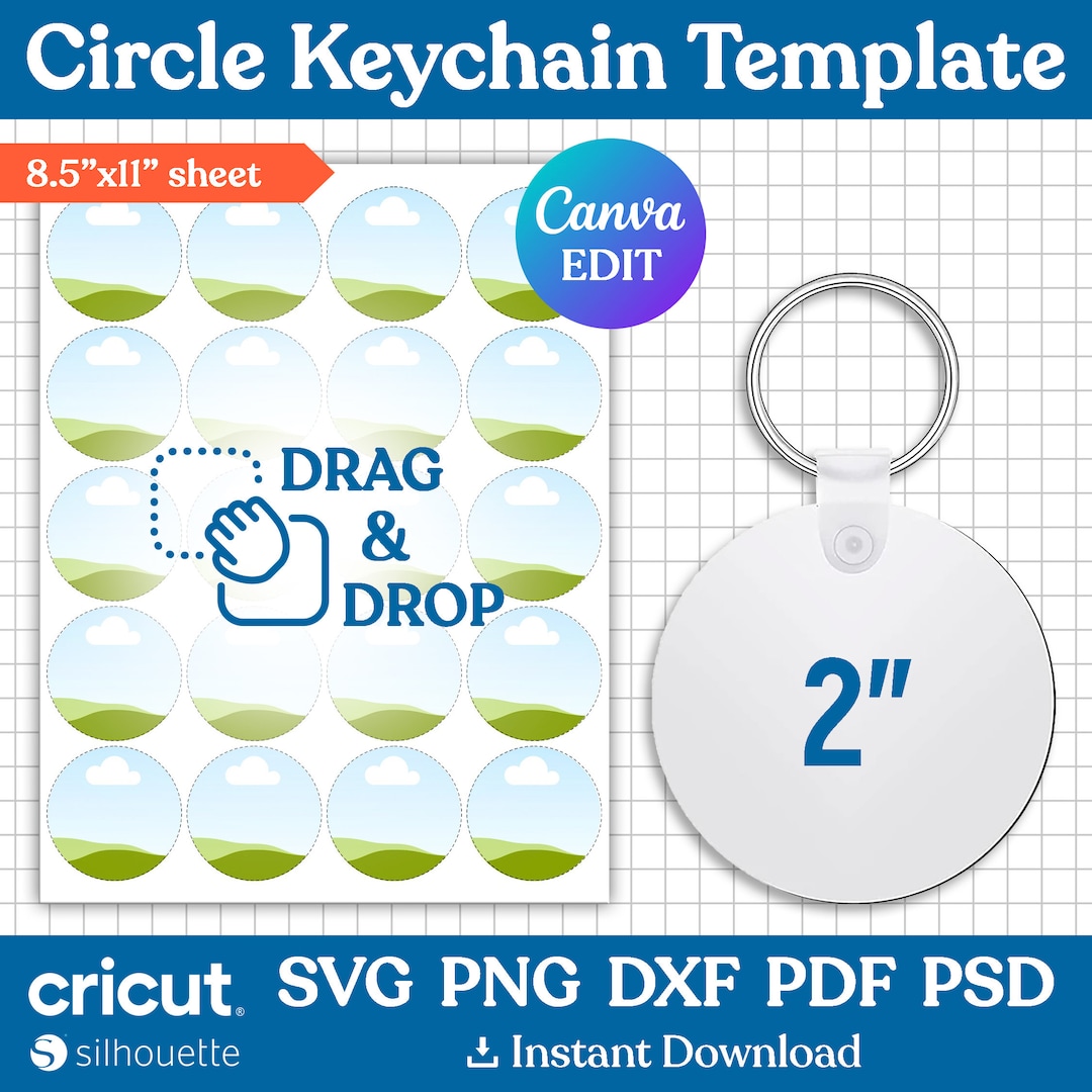 2" Circle Keychain Template, Keychain Template Svg, Sublimation ...