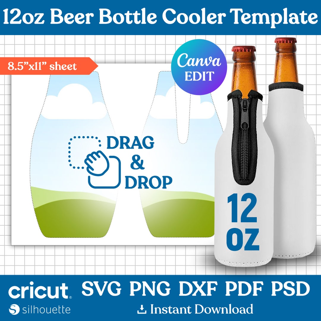 12oz Beer Bottle Cooler Template, Bottle Cooler Svg, Beer Cooler ...