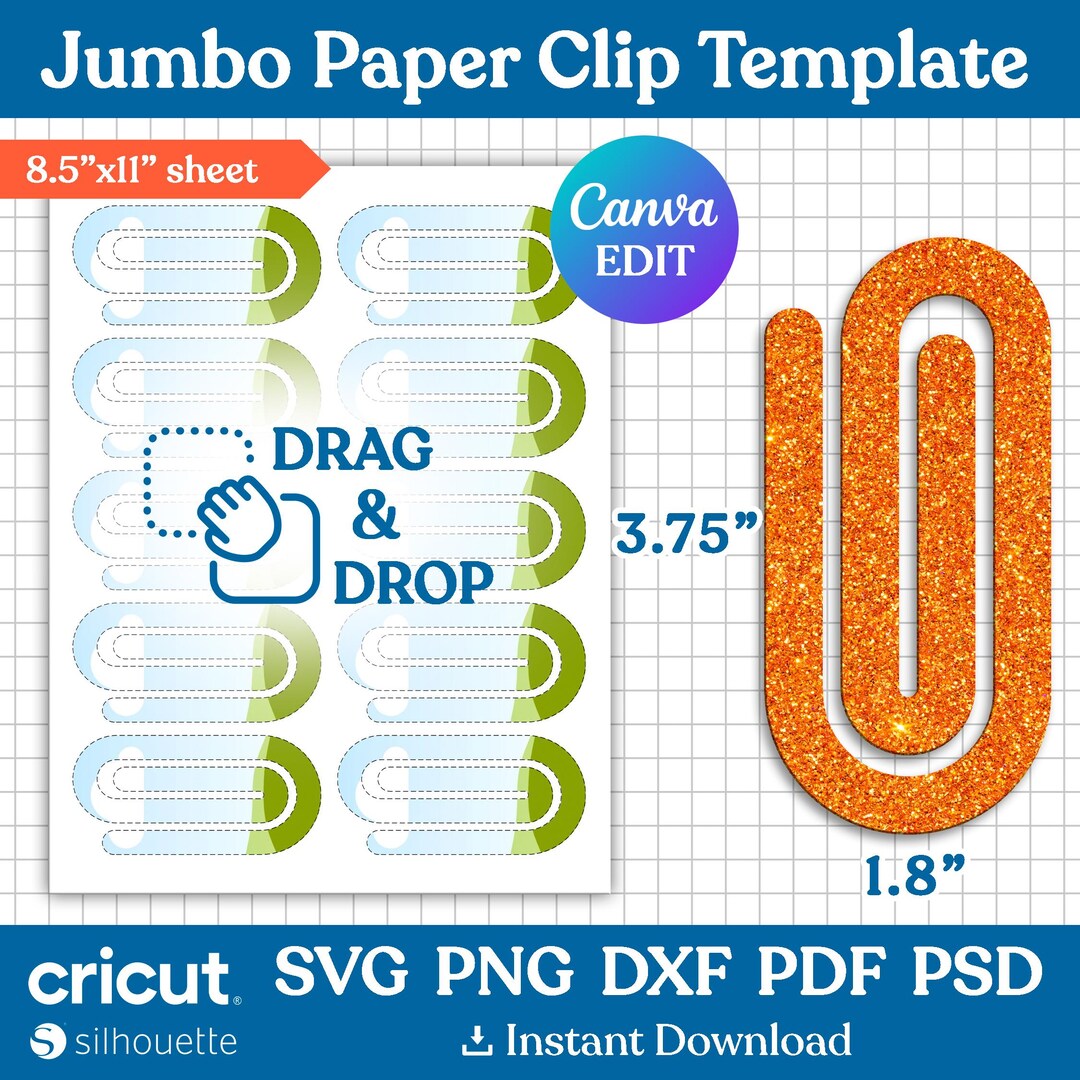 Jumbo Paperclip Template, Paperclip Bookmark Svg, Paperclip Svg, Snack ...