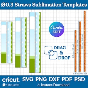 Straw Template Svg, Straw Sublimation Template, Straws for Tumblers ...