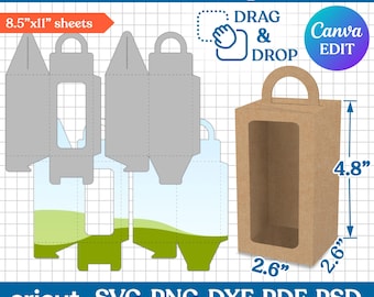 3" Tall Box Template, Tall Box Svg, Box With Handle Template, Gift Box ...