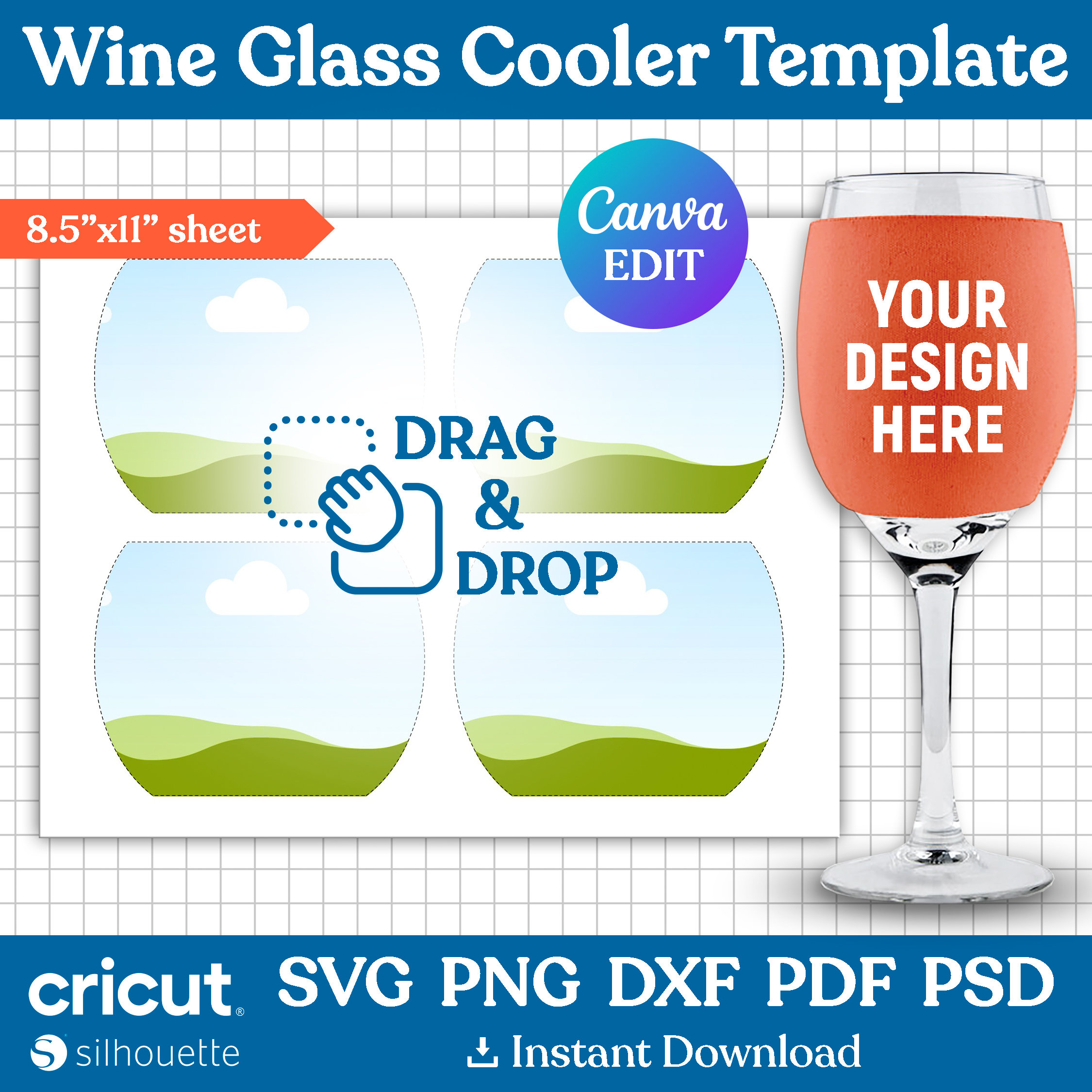 Wine Glass Cooler Template Svg, Custom Wine Glass Covers, Wine Glass ...