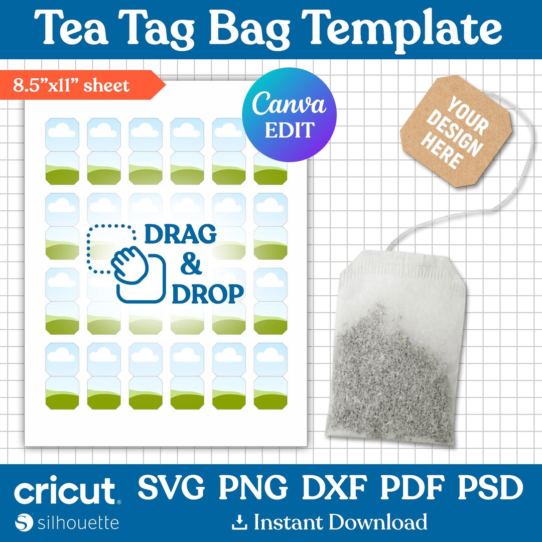 Tea Bag Tag Template, Tea Bag Label Template, Tea Bag Label Svg, Tea ...
