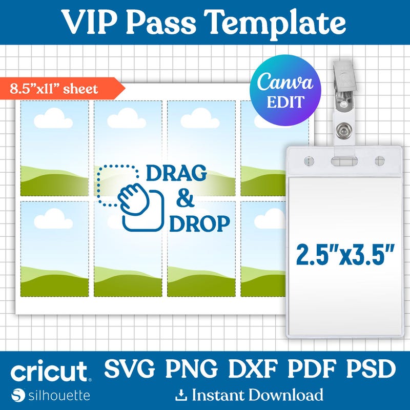 Lanyard Pass Template - Etsy UK