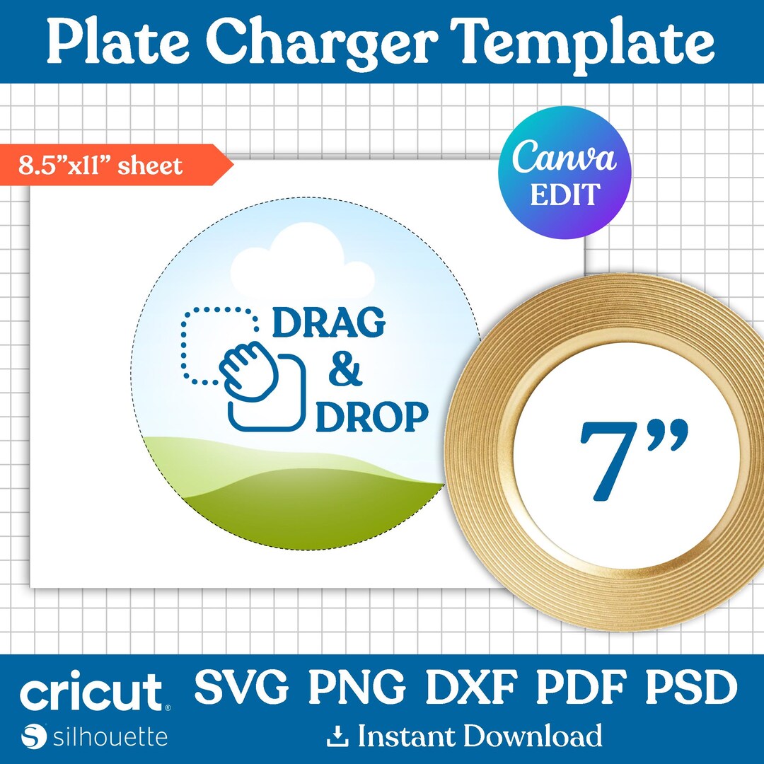 7" Plate Charger Template, Plate Insert Template, Circle Template ...