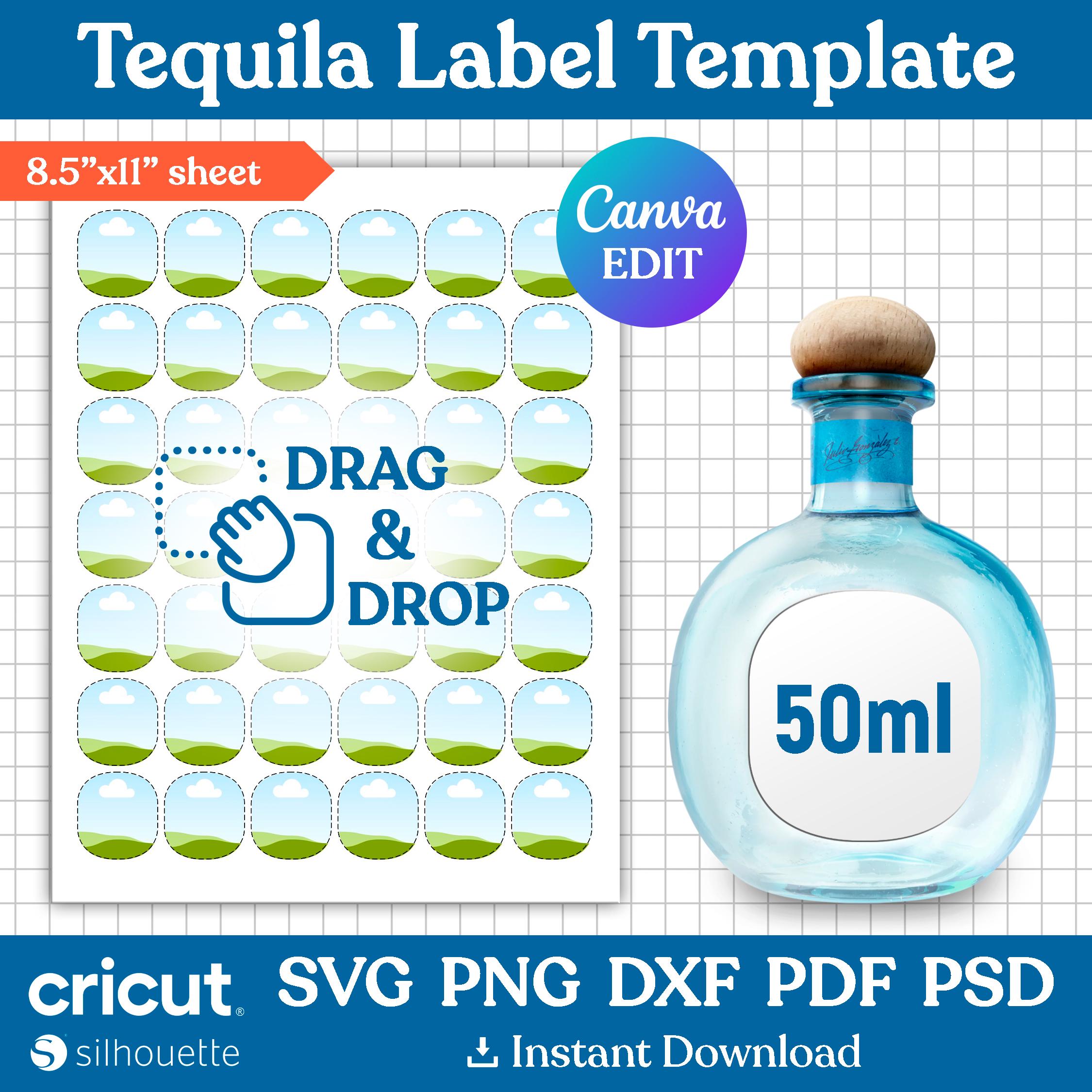 50ml, 750ml Tequila Label Template, Tequila Label Svg, Tequila Bottle ...