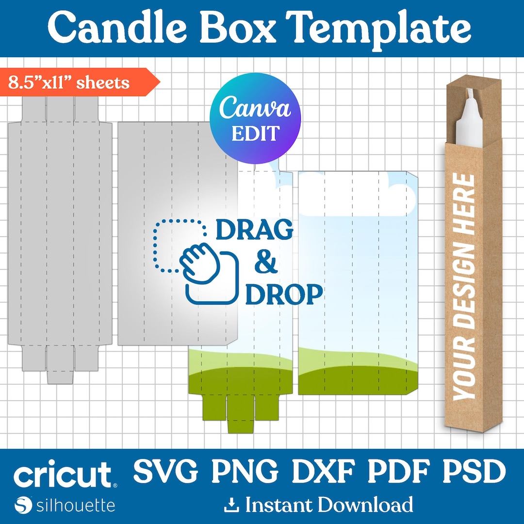 Candle Box Template, Candle Box Svg, Unscented Chandelier Candle Box ...
