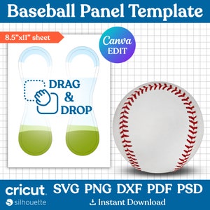 Baseball Panel Template Svg, Baseball Leather Blank Template, Photo ...