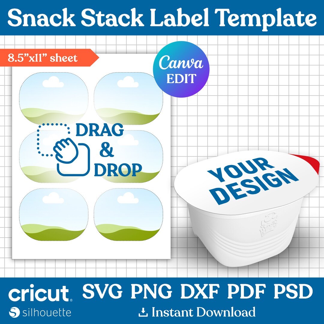 Snack Template, Snack Stack Chip Topper Label Template, Party Favor ...