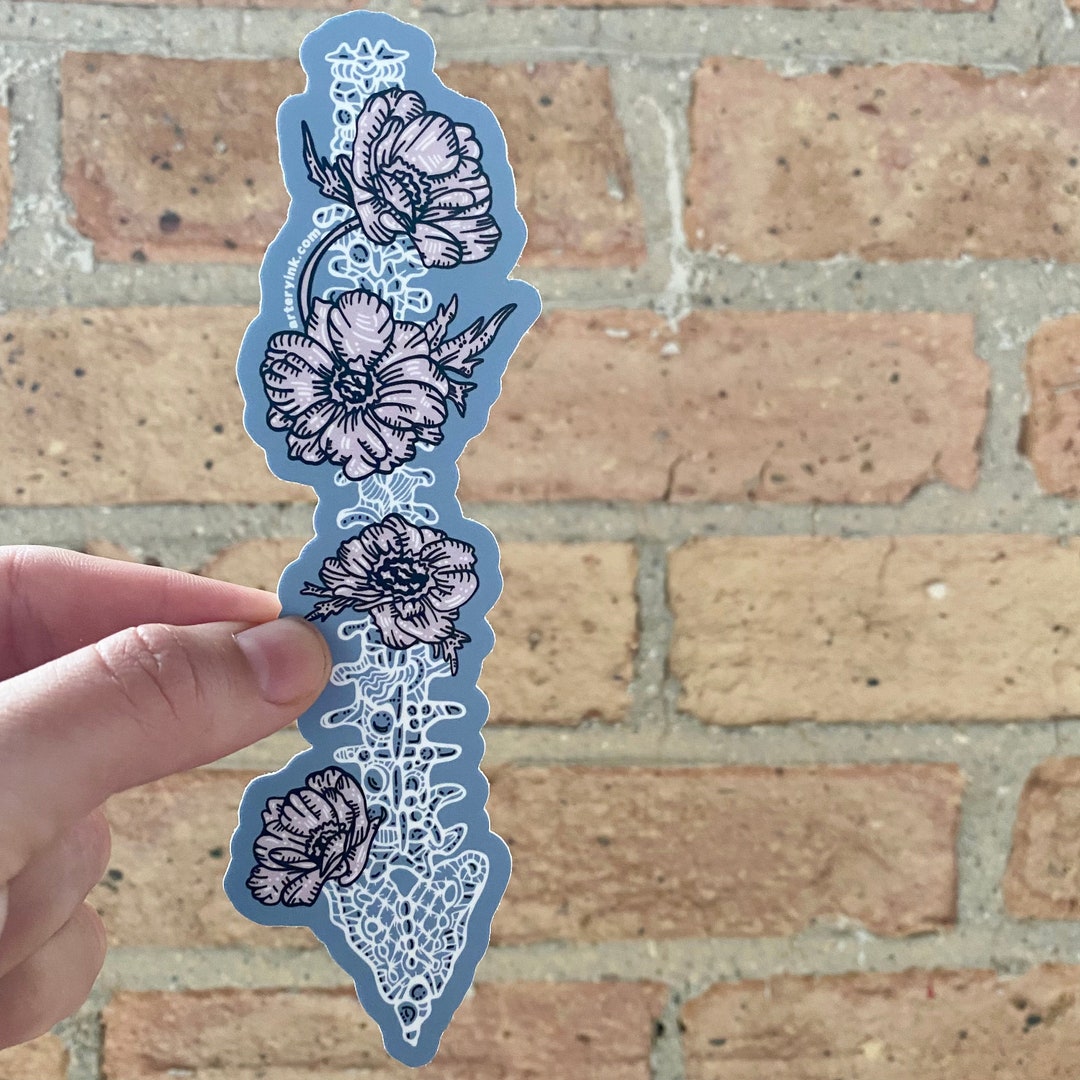 Floral Spine Vinyl Sticker - Etsy