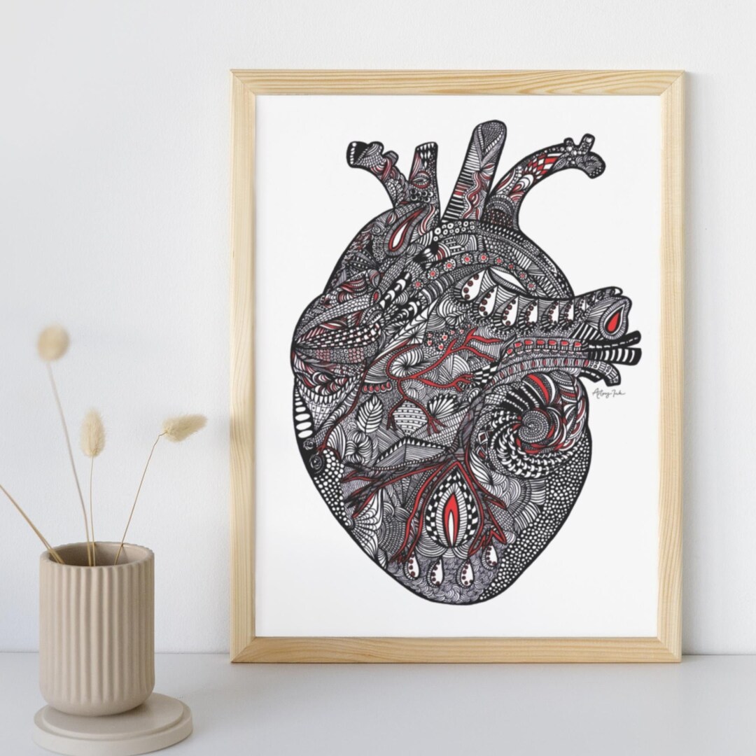 Red Heart, 8x10 or 11x14 Art Print, Anatomy Wall Art, Framable Art ...
