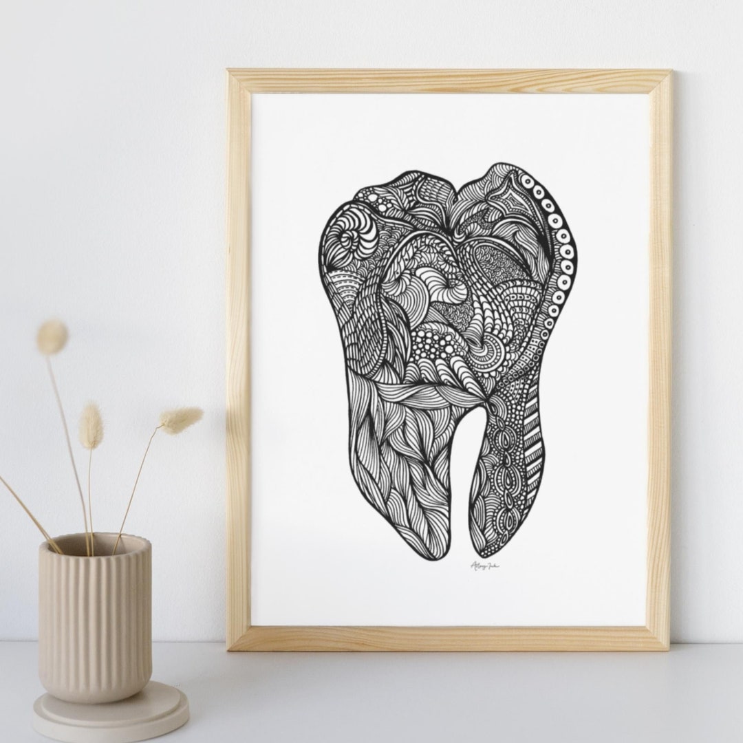 Single Tooth, 8x10 Print, Dentist, Dentistry, Gift for Dentist, Art for ...