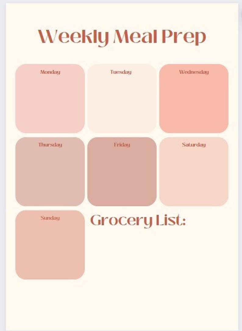 Weekly Meal Prep Template - Etsy