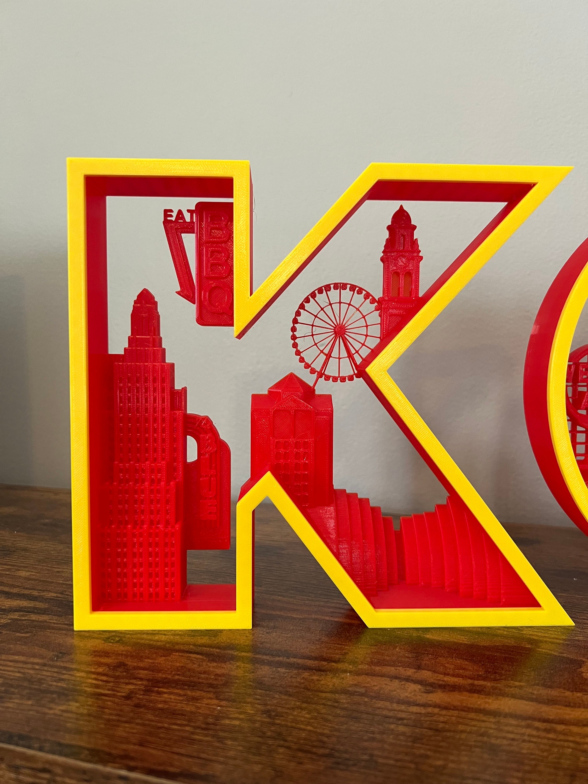 3D Printed Kansas City KC Decorative Letters - Etsy