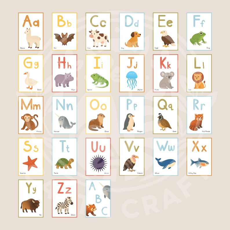 Printable Animal Alphabet Flashcards – English – Preschool, Classroom ...