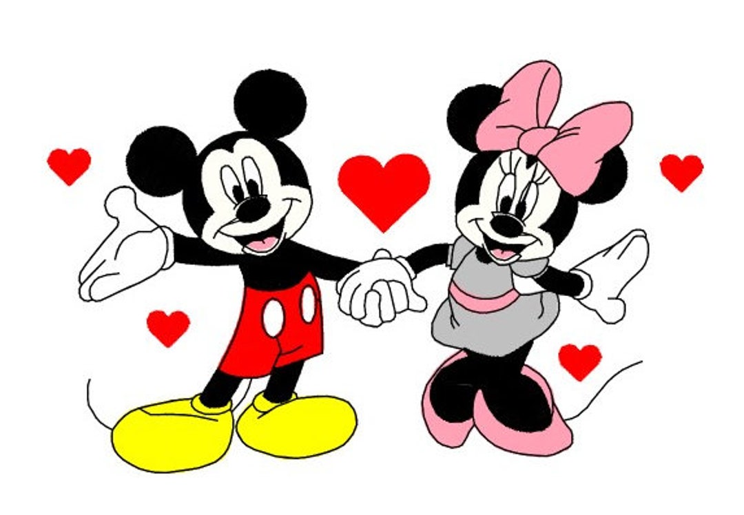 Mickey and Minnie Holding Hands - Etsy