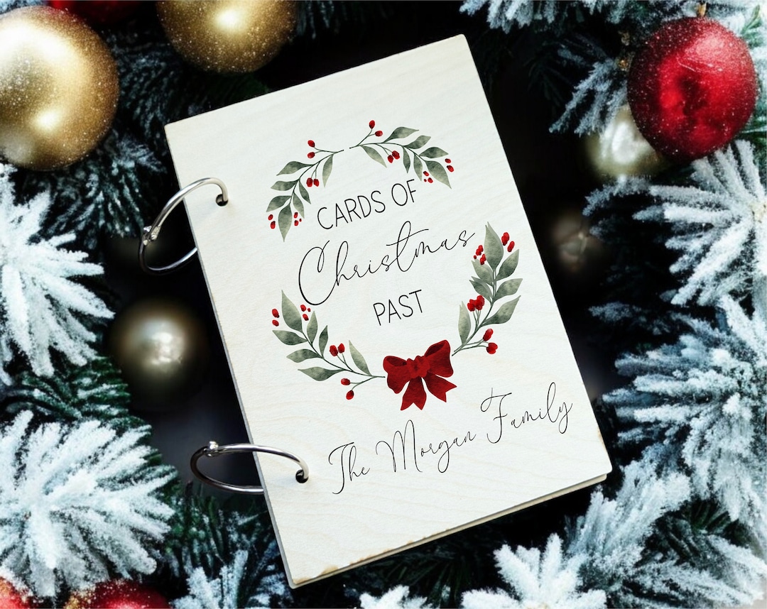 Personalized Christmas Card Holder Keepsake Holiday Card Storage Custom ...