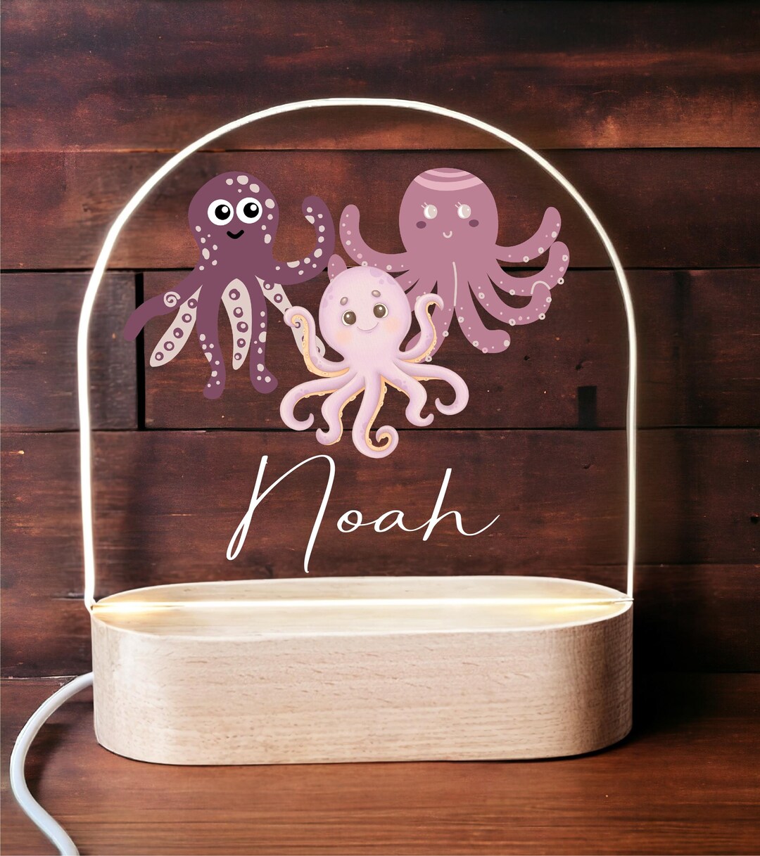 Personalized Octopus Kid Night Light With Name Room Decor Custom Baby ...