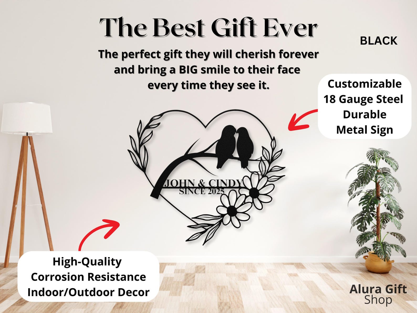 Custom Love Birds Metal Sign Couple Name Sign for Wedding Gift ...