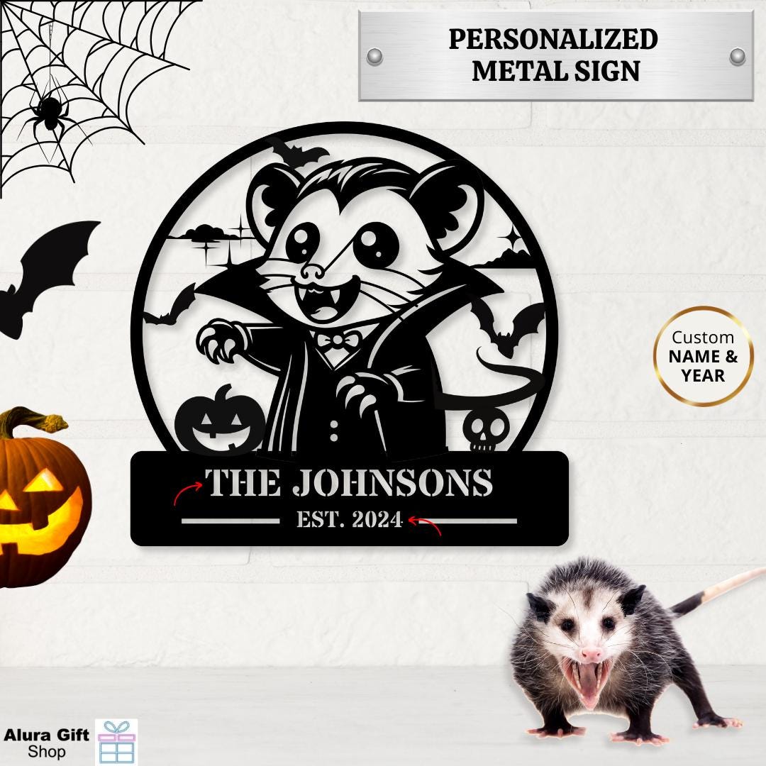 Vampire Opossum Halloween Metal Sign Personalized Possum Gifts ...
