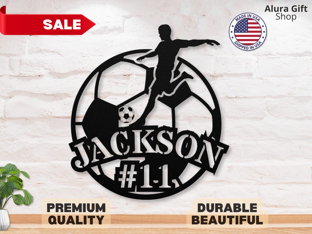 Custom Soccer Metal Sign Soccer Sign Soccer Name Sign Soccer Decor ...