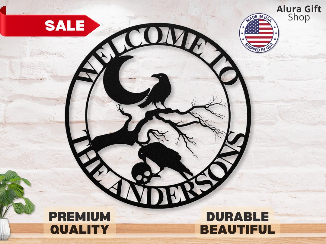 Custom Raven Metal Sign Raven Sign Raven Metal Wall Art Black Crow Sign ...
