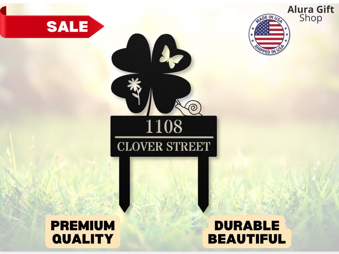 Good Luck Yard Stake Custom Four Leaf Clover Yard Art Metal Yard ...