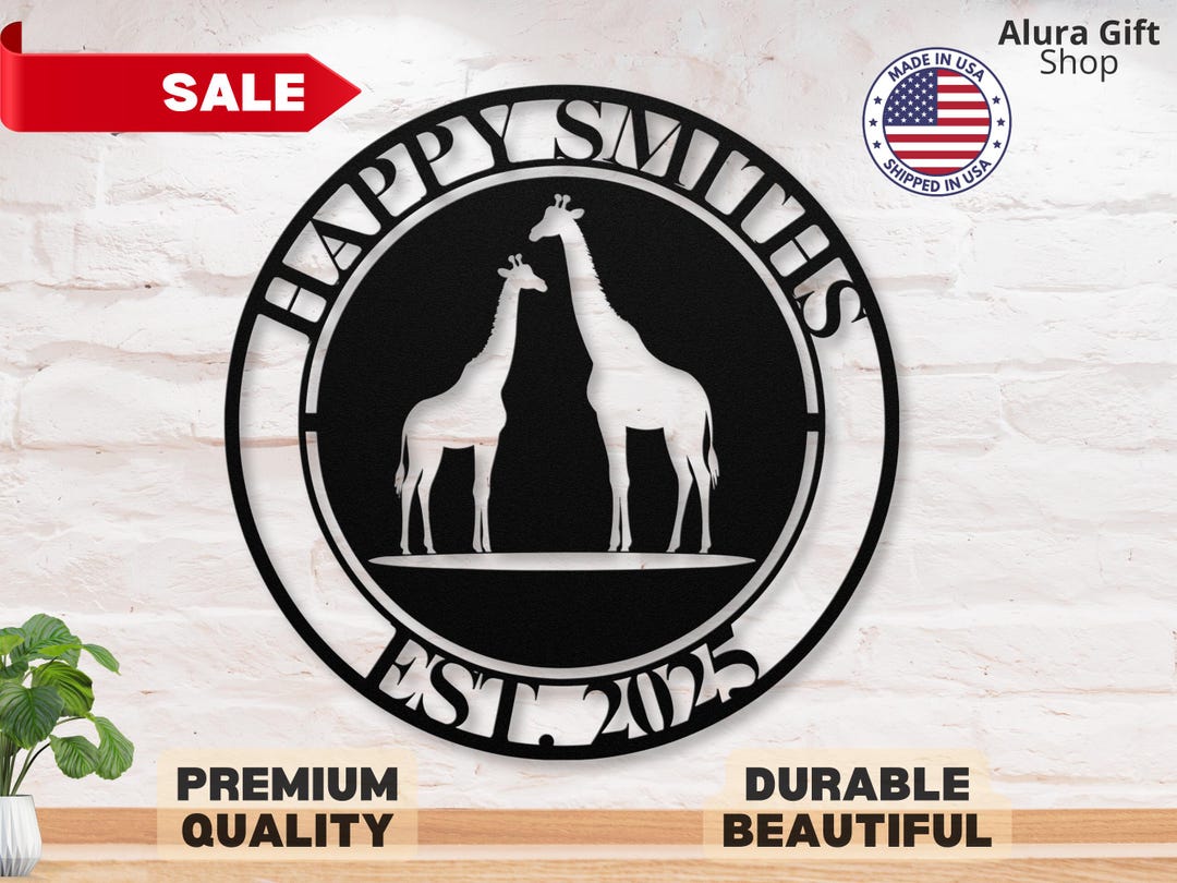 Custom Giraffe Sign Giraffe Metal Giraffe Metal Art Giraffe Wall Decor ...