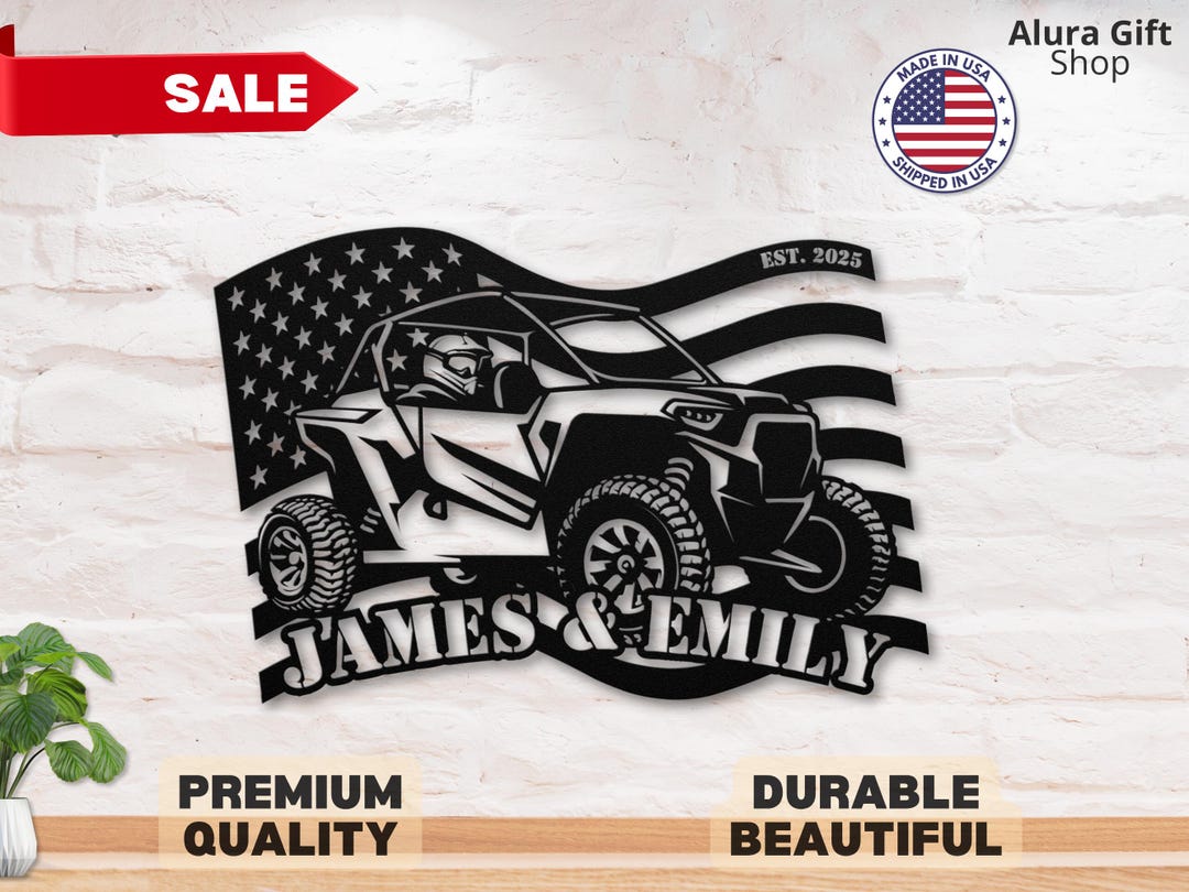 Custom UTV Metal Sign USA Flag Side by Side Sign Dune Buggy Gift ATV ...