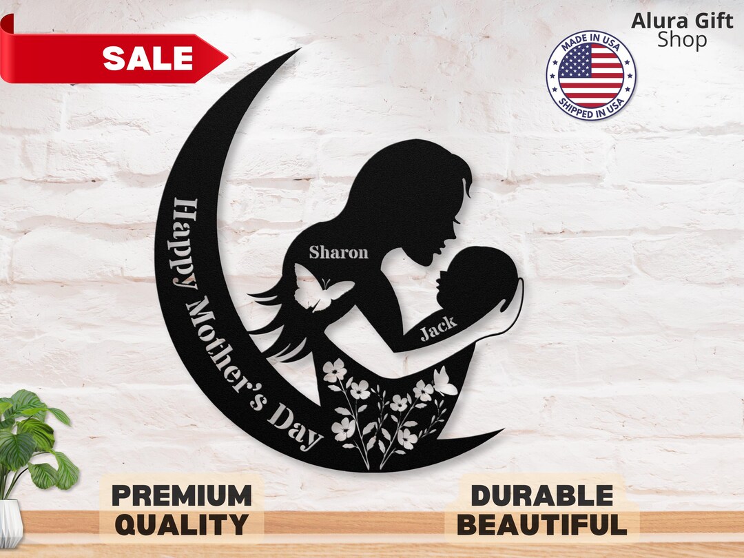 Custom Mom Metal Sign Mom and Baby Metal Sign for Mom Metal Wall Art ...