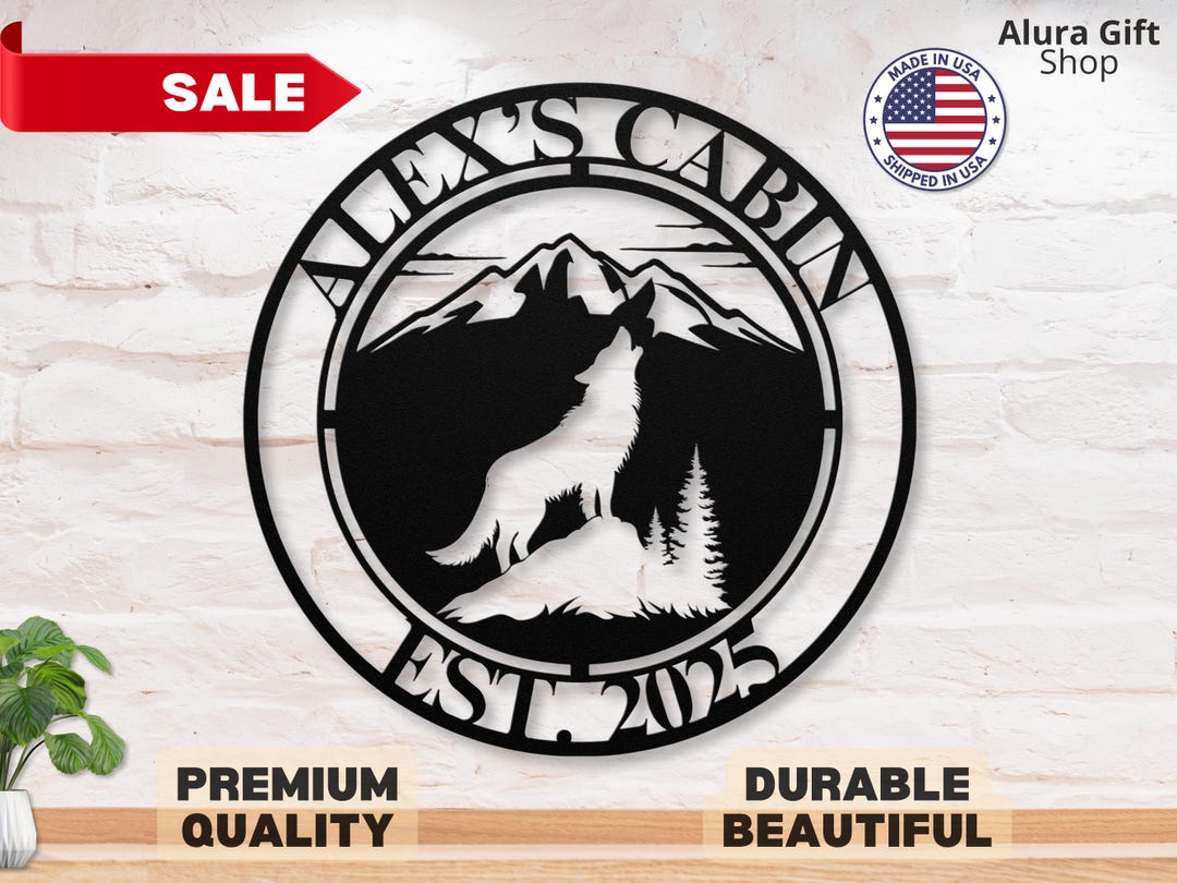 Custom Wolf Metal Sign Steel Wolf Sign Man Cave Sign Wolf Metal Wall ...