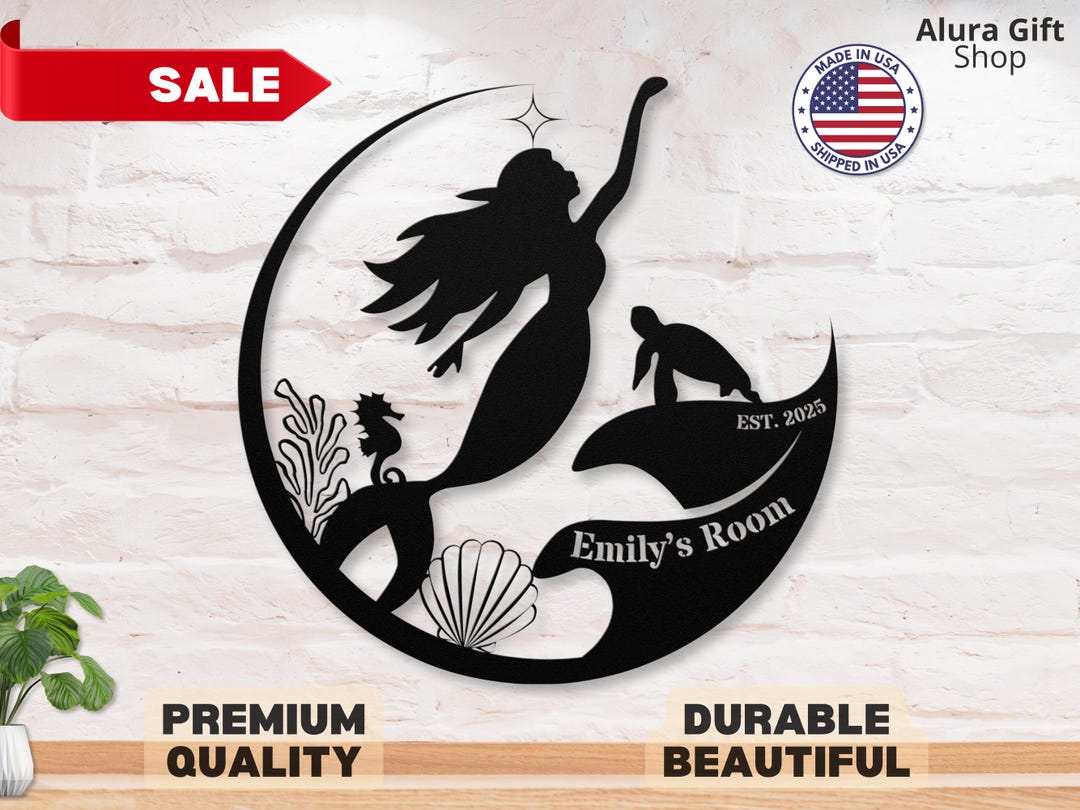 Custom Mermaid Metal Sign Mermaid Sign Metal Mermaid Wall Art Mermaid ...