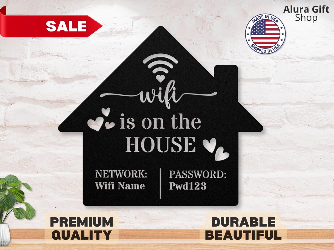 Custom Metal Wifi Sign for Business Wifi Password Sign for Guest Wifi ...