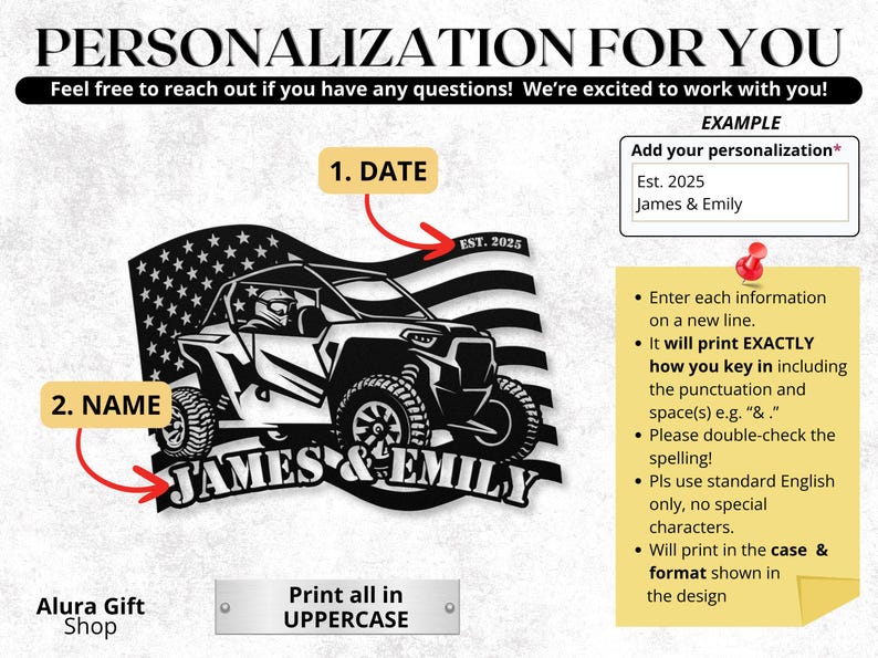 Custom UTV Metal Sign USA Flag Side by Side Sign Dune Buggy Gift ATV ...