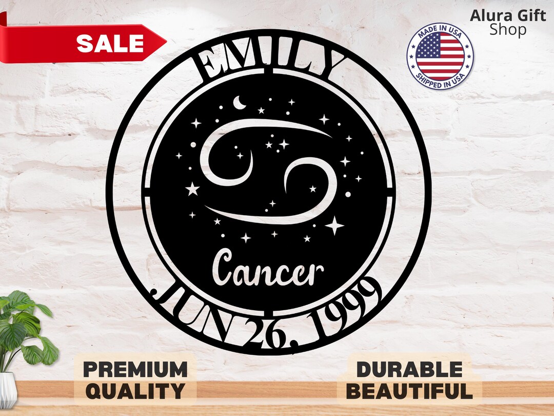 Custom Cancer Metal Sign Personalized Horoscope Wall Art Horoscope Sign ...