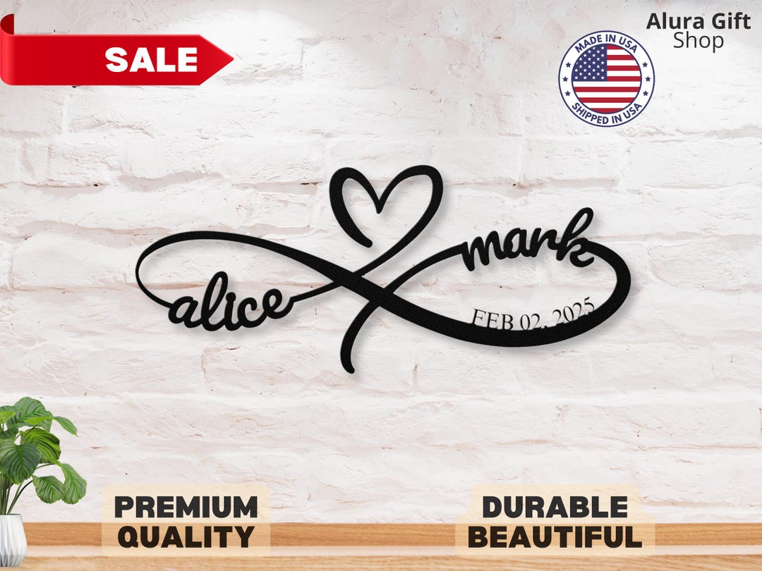 Custom Infinity Metal Sign With Heart Wedding Gift for Couple Gift Love ...