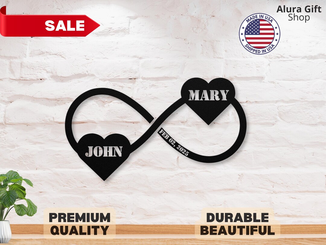 Custom Infinity Metal Sign With Heart Wedding Gift for Couple Gift Love ...