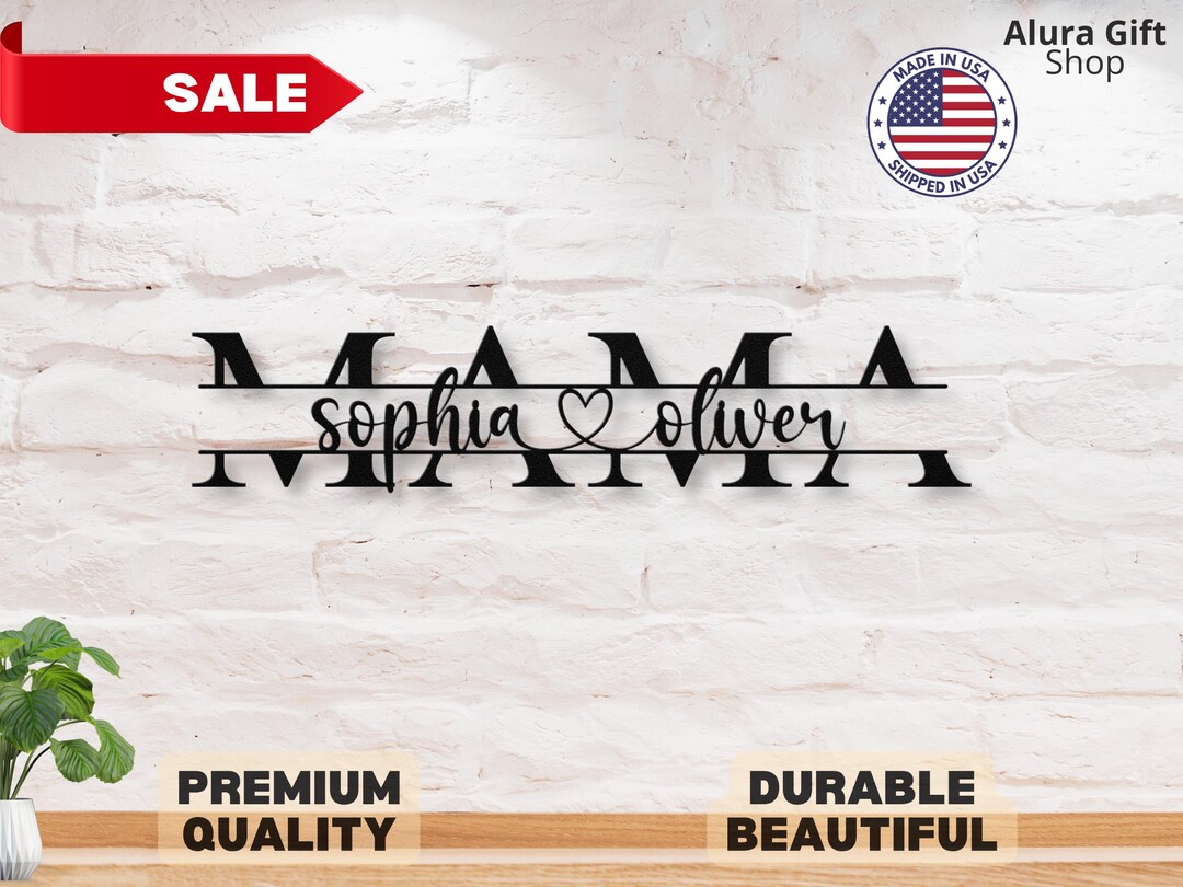 Custom Mama Sign Metal Sign for Mom Sign With Kids Name Mother's Day ...