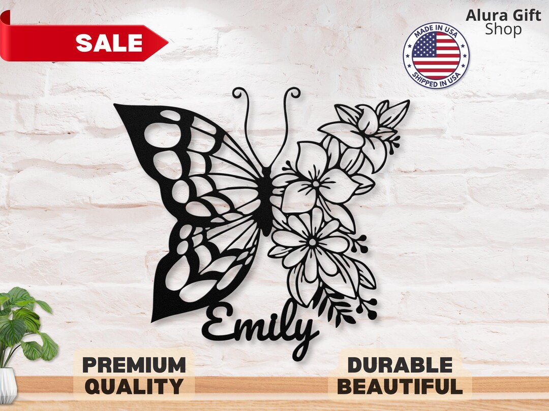 Custom Butterfly Metal Sign Butterfly Sign Butterfly Name Sign Metal ...