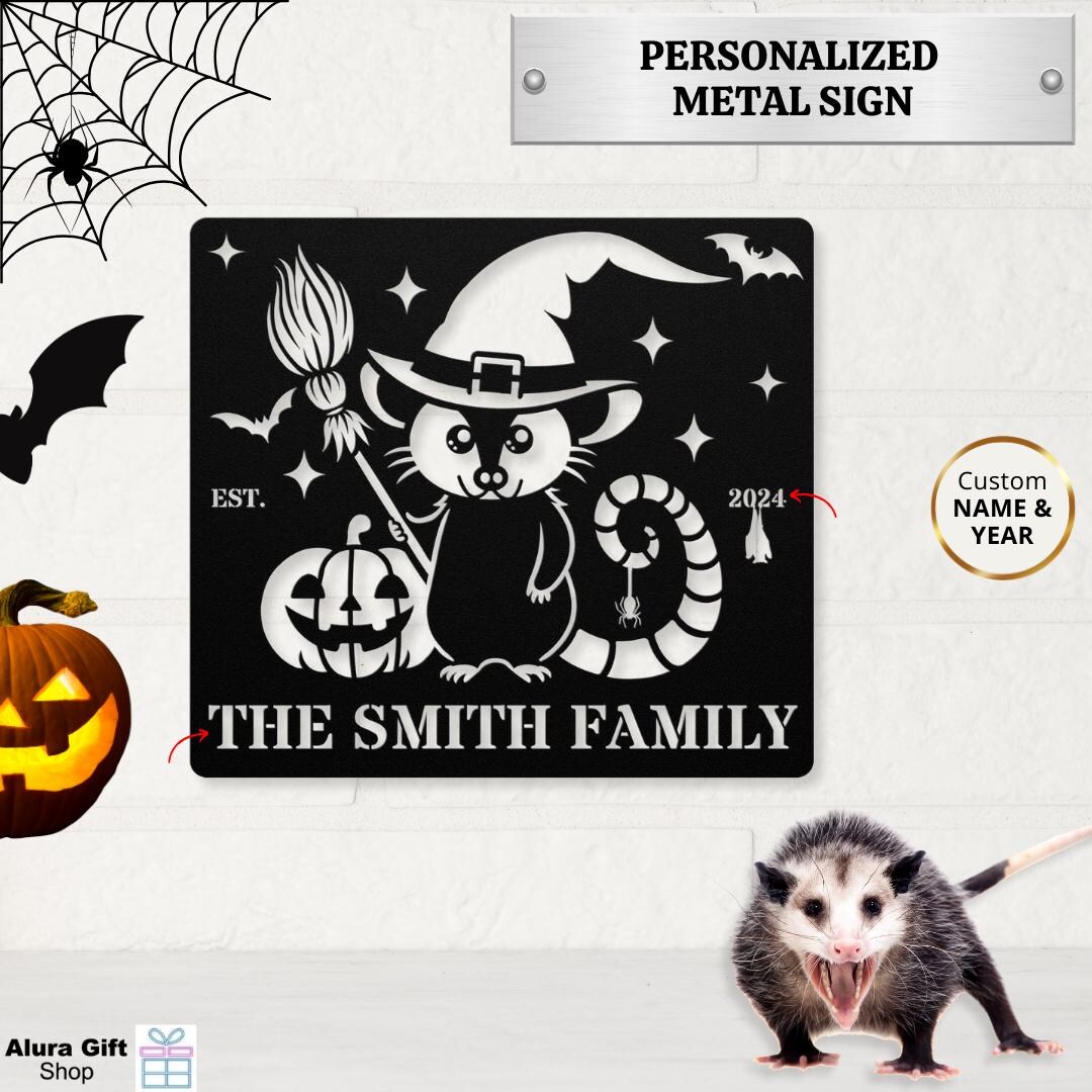 Opossum Halloween Metal Sign Personalized Possum Gifts Custom Halloween ...