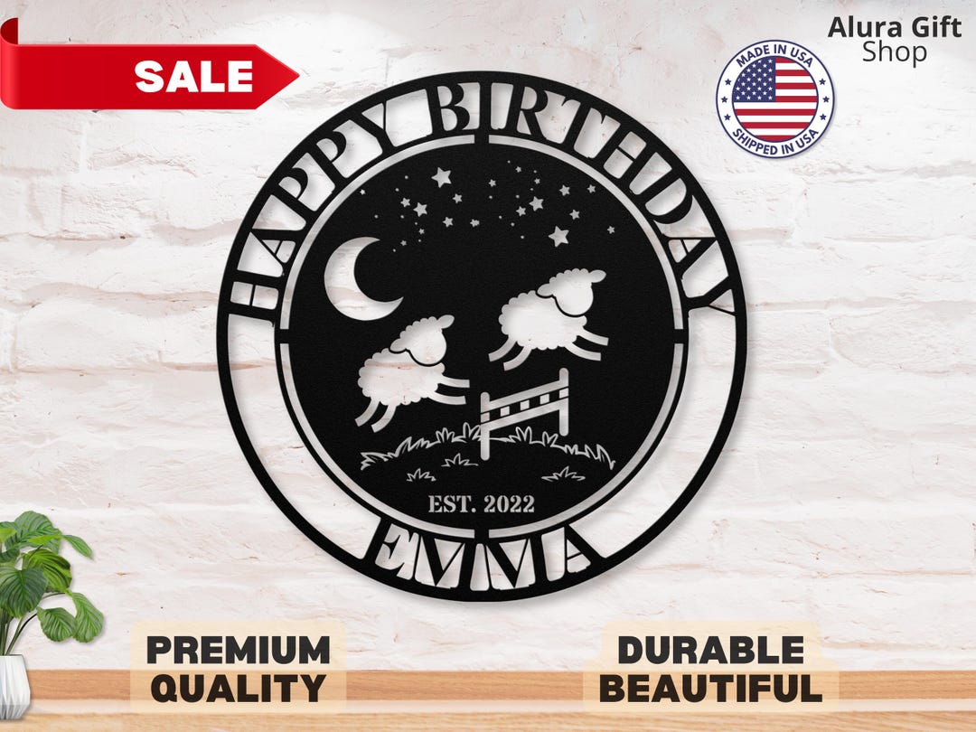 Custom Happy Lambs Jumping Sign Sheep Metal Sign Sheep Wall Art Room ...