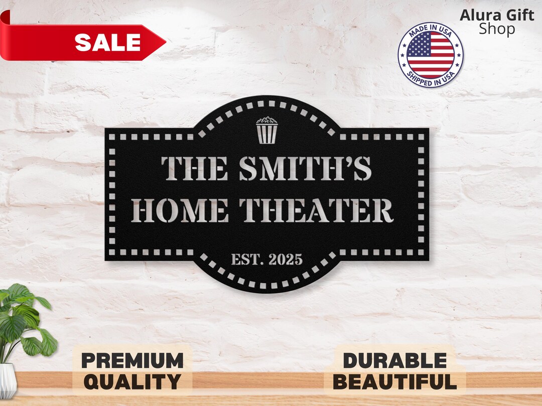 Custom Home Theater Sign Home Cinema Sign Cinema Metal Sign Movie Metal ...